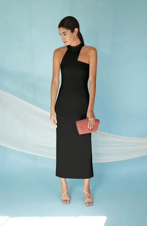 Sonata Ponte Knit Midi Dress - Black