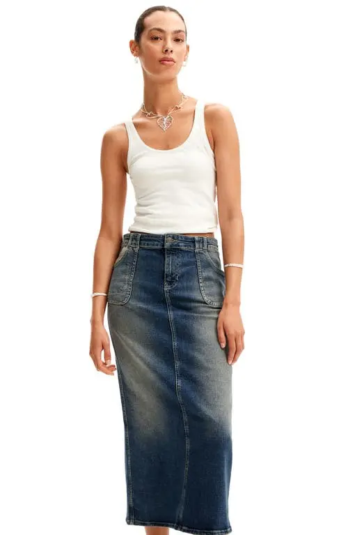 Desigual Fal Sia Longline Denim Skirt