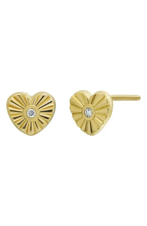 Bony Levy 18k Gold Diamond Heart Stud Earrings - 18k Yellow Gold