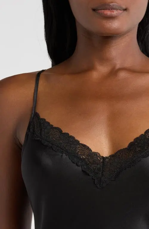 ETAM Milky Lace Trim Silk Chemise - Blackdnu