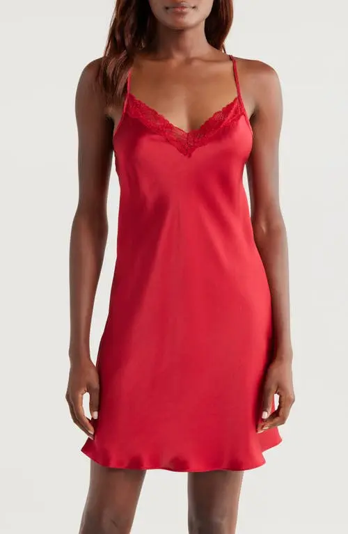 ETAM Milky Lace Trim Silk Chemise - Cardinal
