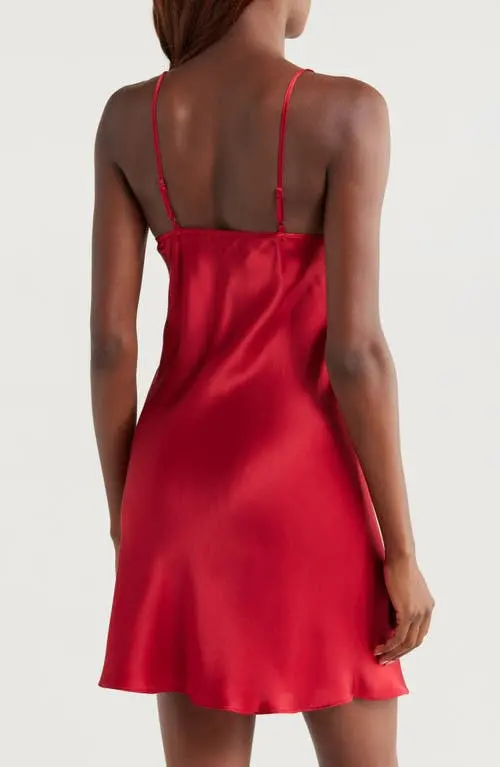 ETAM Milky Lace Trim Silk Chemise - Cardinal