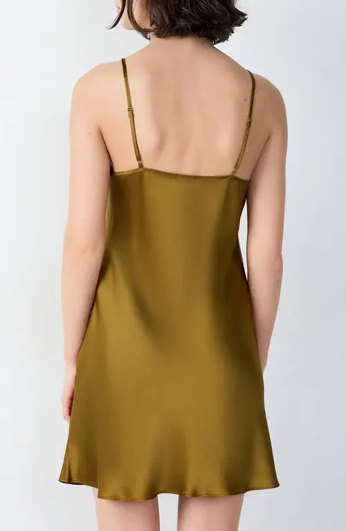 ETAM Milky Lace Trim Silk Chemise - Copper