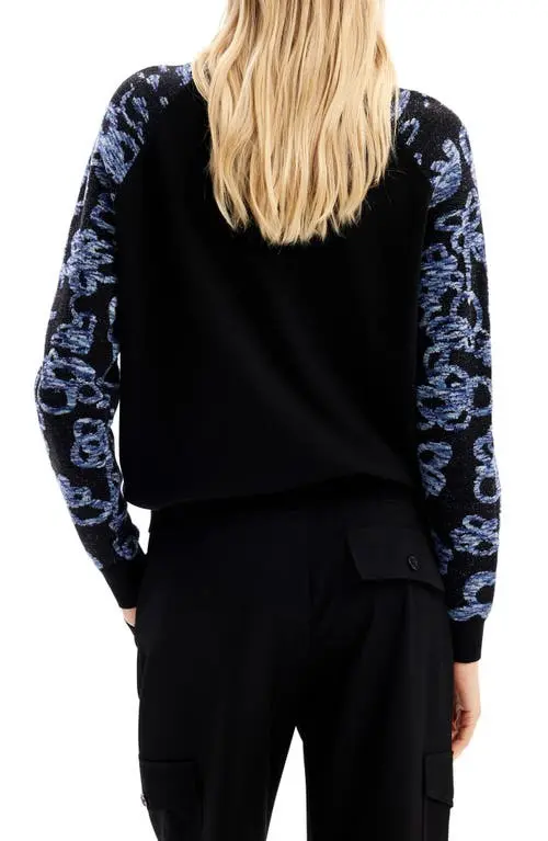 Desigual Floral Sleeve Crewneck Sweater