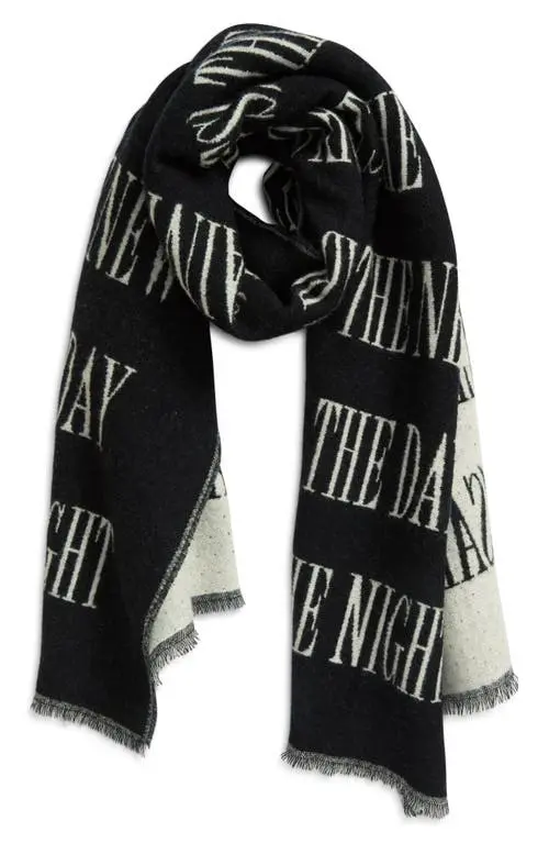 ALLSAINTS Varsity Woven Wool Blend Scarf - Black