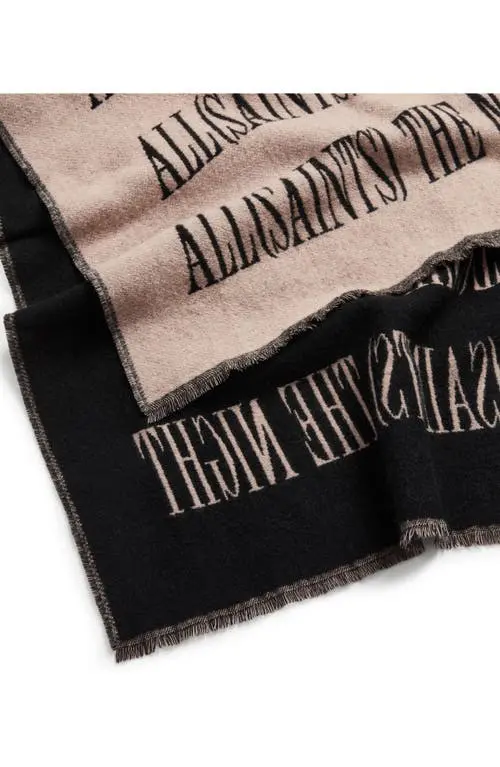 ALLSAINTS Varsity Woven Wool Blend Scarf - Blush Black