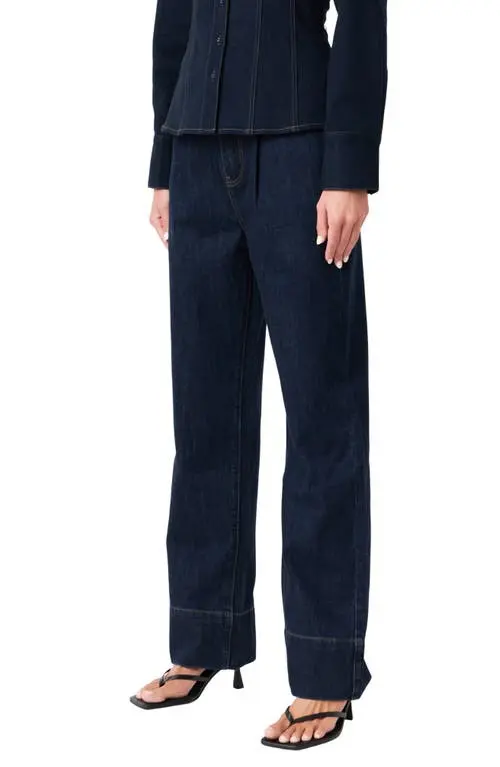 GREY LAB High-rise Wide-leg Jeans - Navy