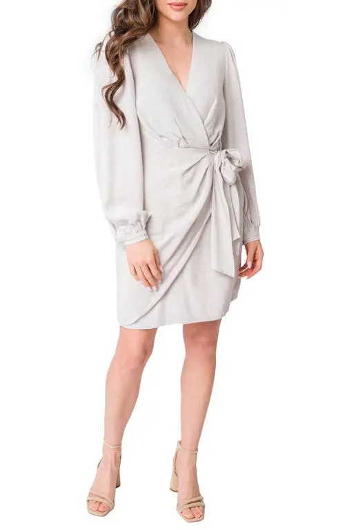 GIBSONLOOK Long Sleeve Faux Wrap Mini Dress