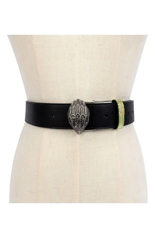 Kurt Geiger Reversible Leather Belt - Pastel Rainbow/ Antique Silver