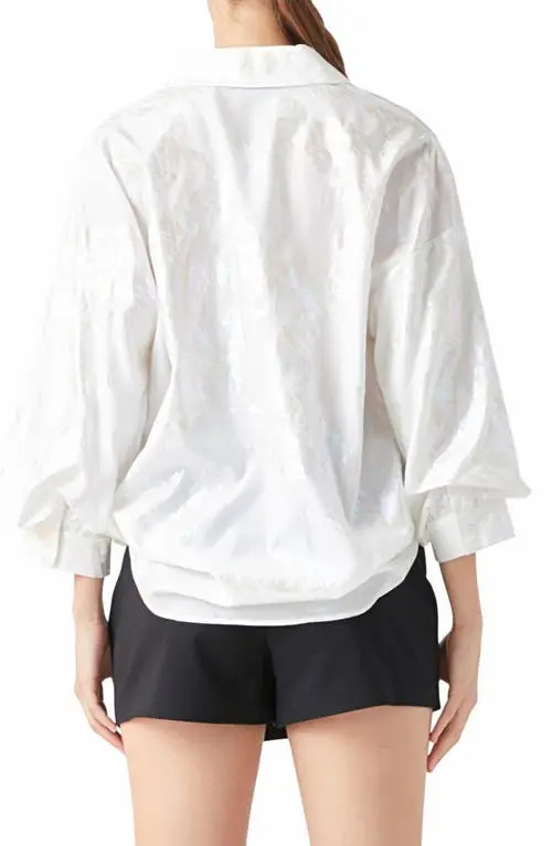 Endless Rose Foil Print Collar Shirt