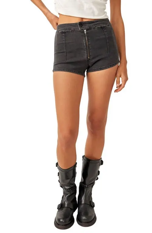 Free People Honeycomb Denim Micro Shorts - Graphite