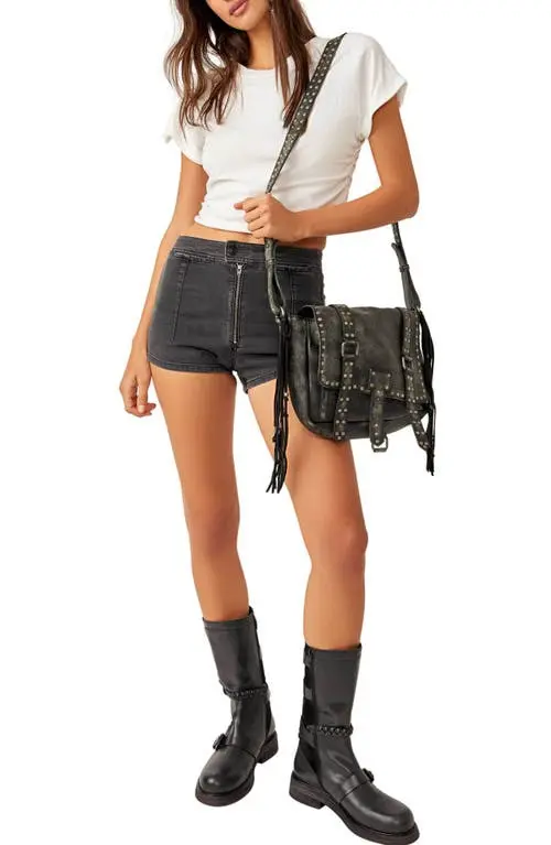 Free People Honeycomb Denim Micro Shorts