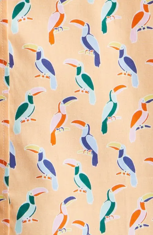 Johnston & Murphy Toucan Print Short Sleeve Cotton Button-down Shirt
