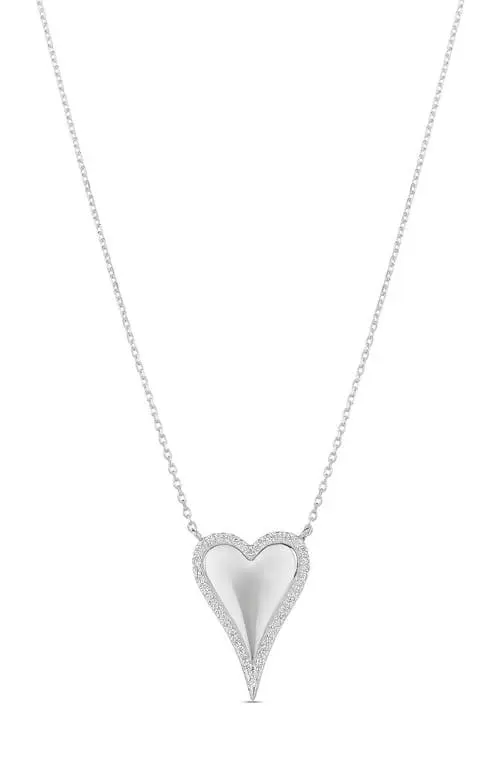 SHYMI Cubic Zirconia Pavé Heart Pendant Necklace - Silver