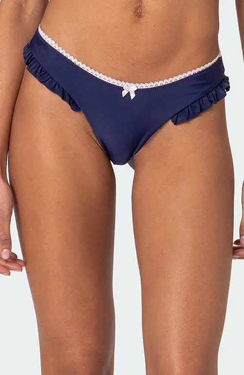 EDIKTED Maggie Ruffle Bikini Bottom - Navy