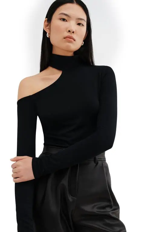 MARCELLA Evan Cutout Turtleneck Top