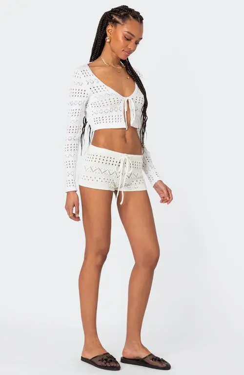 EDIKTED Betsy Drawstring Knit Cover-up Shorts