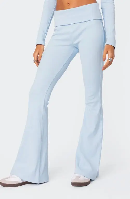 EDIKTED Coffee Break Rib Flare Leggings - Light-blue