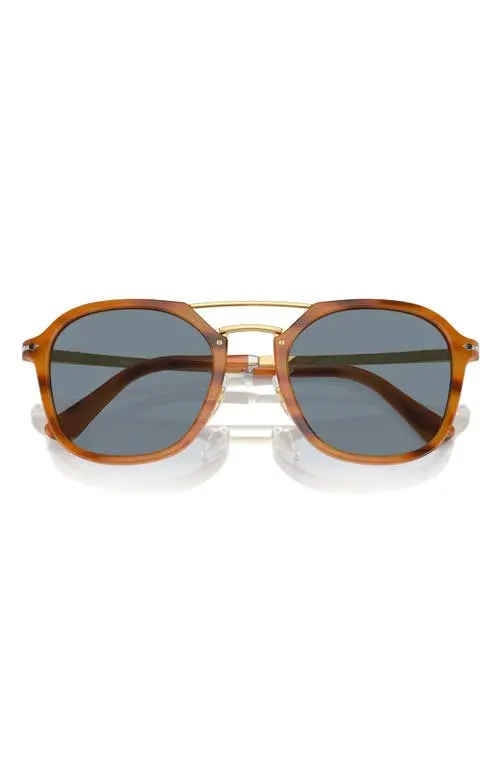Persol 55mm Octagon Sunglasses - Striped Brown