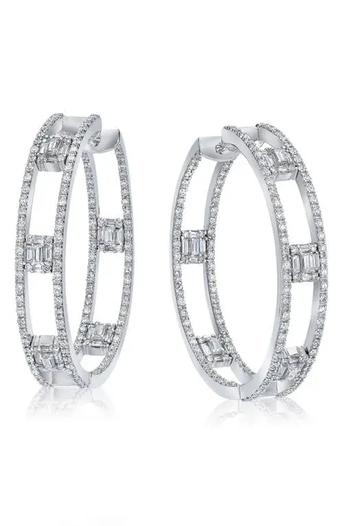 MINDI MOND Clarity Inside Out Diamond Hoop Earrings - White Gold/ Diamond