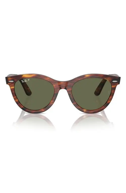Ray-ban 54mm Polarized Oval Wayfarer Sunglasses - Striped Havana
