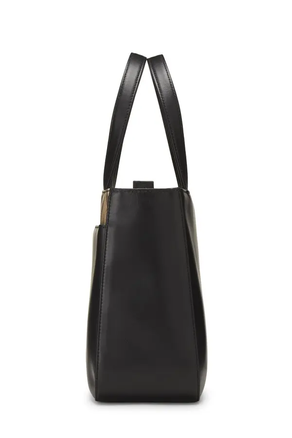 Burberry Leather Handbag With Classic Check Panel