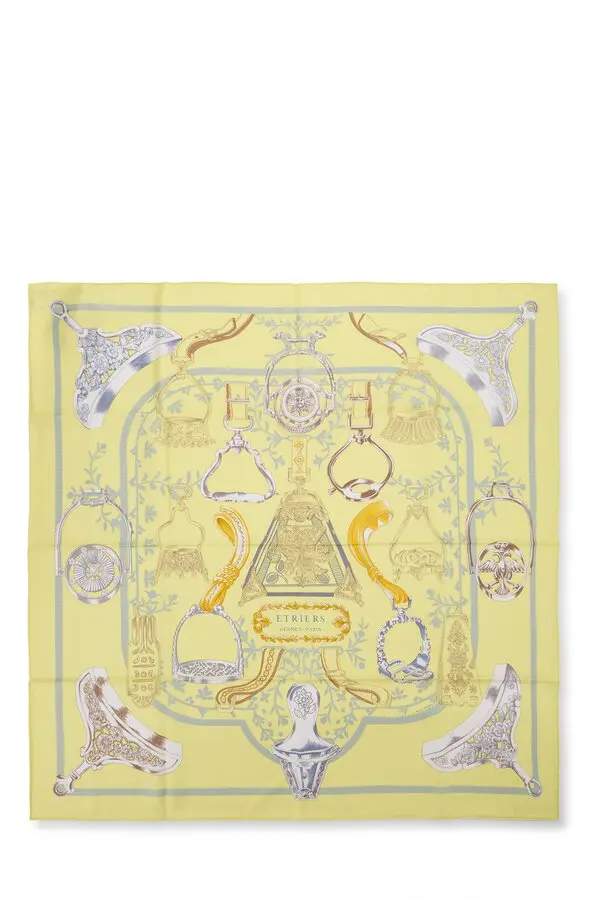 Hermès Multicolor 'etriers' Silk Scarf 90 - Yellow