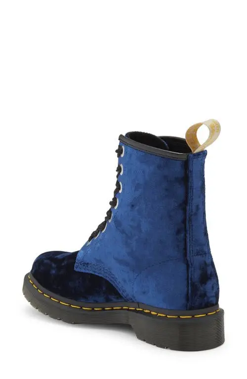 Dr. Martens 1460 Crushed Velvet Combat Boot - Deep Blue Crushed Velvet
