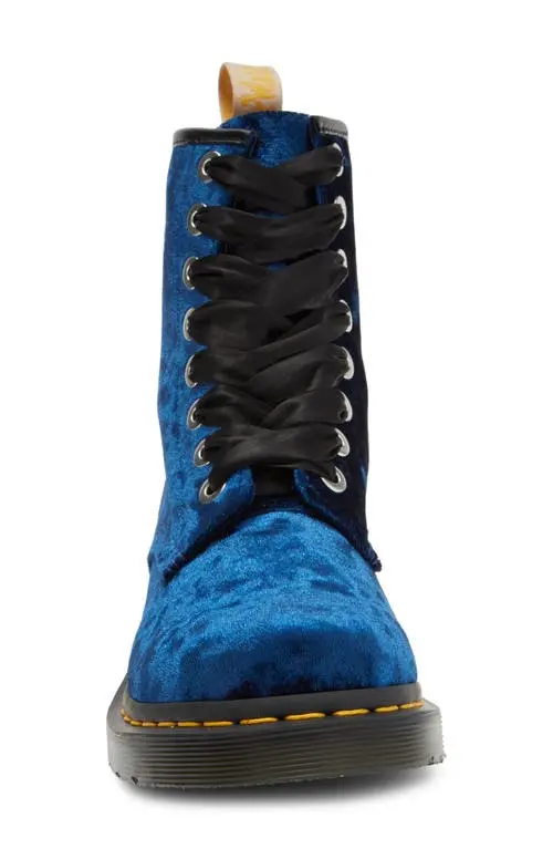 Dr. Martens 1460 Crushed Velvet Combat Boot - Deep Blue Crushed Velvet