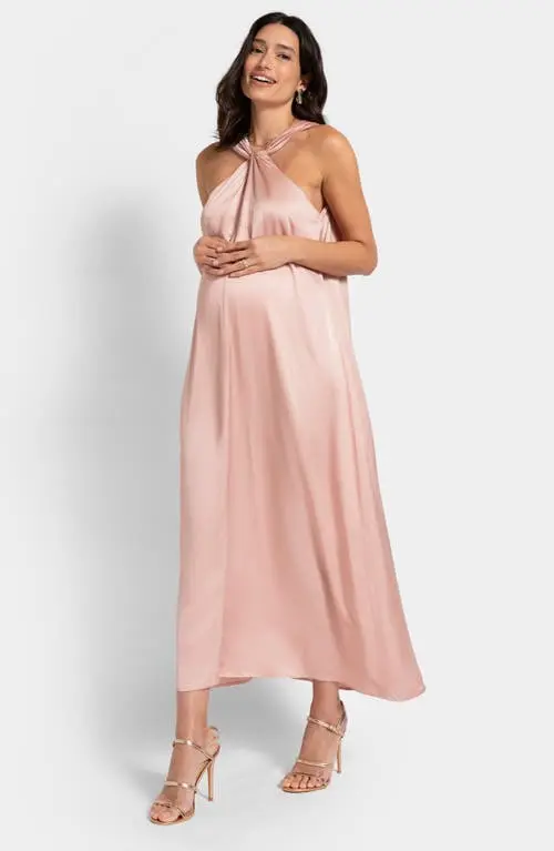 Seraphine Convertible Satin Maxi Maternity Dress - Blush