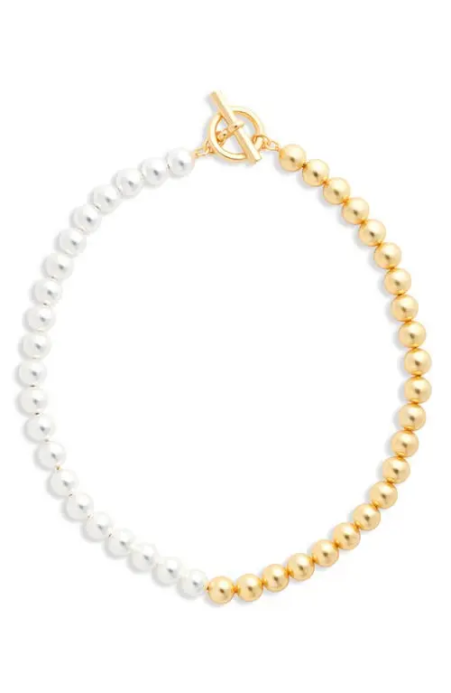 KARINE SULTAN Two-tone Beaded Chain Necklace - Mixed Metals