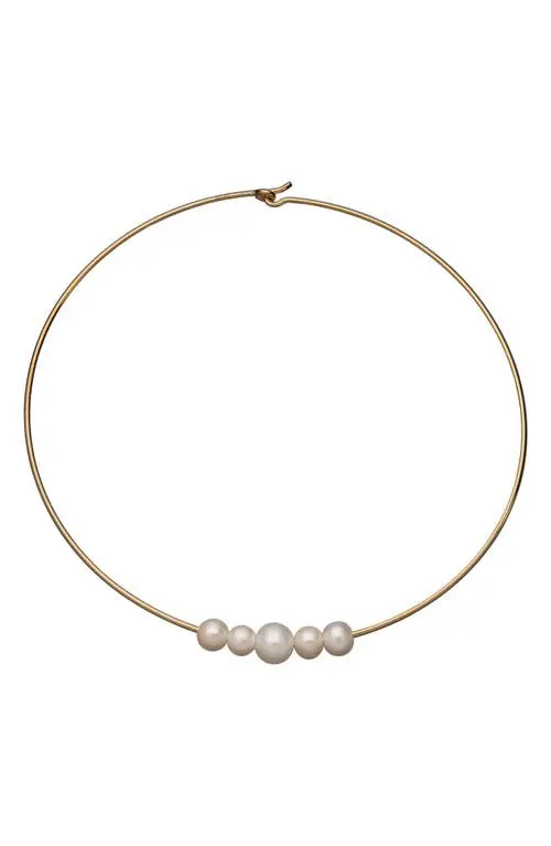 Jennifer Zeuner Jewelry Noelle Imitation Pearl Choker Necklace - 14k Yellow Gold Plated Silver