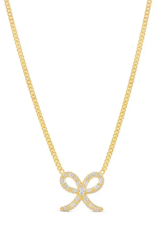 SHYMI Cubic Zirconia Ribbon Pendant Necklace - Gold