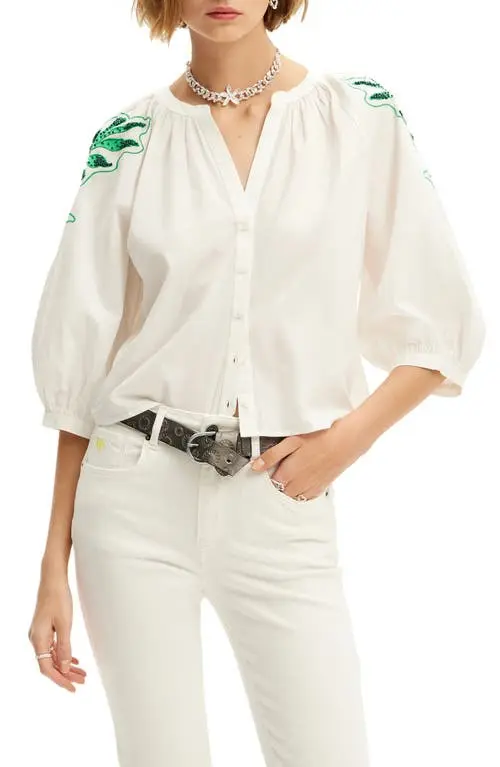 Desigual Kitsy Beaded Button-up Shirt