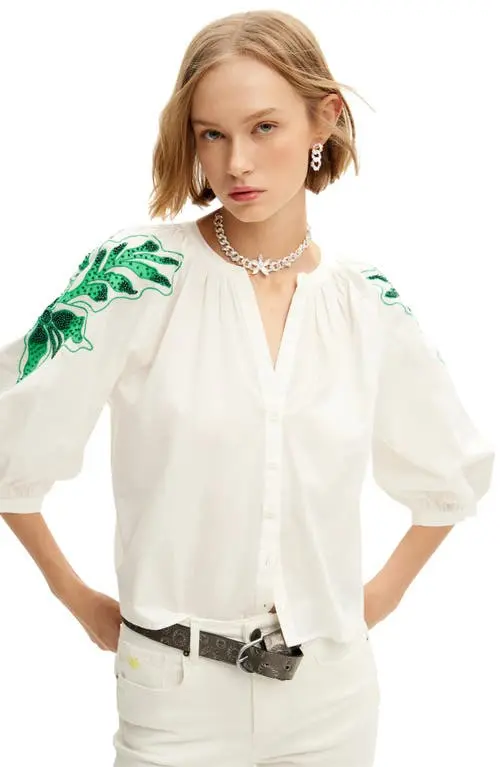 Desigual Kitsy Beaded Button-up Shirt