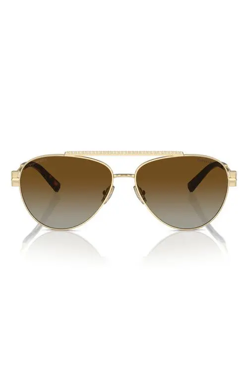 Tiffany & Co. 59mm Polarized Aviator Sunglasses - Pale Gold