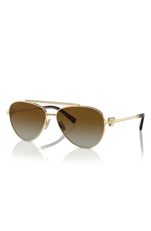Tiffany & Co. 59mm Polarized Aviator Sunglasses - Pale Gold