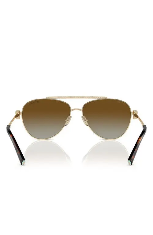 Tiffany & Co. 59mm Polarized Aviator Sunglasses - Pale Gold