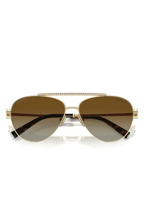 Tiffany & Co. 59mm Polarized Aviator Sunglasses - Pale Gold