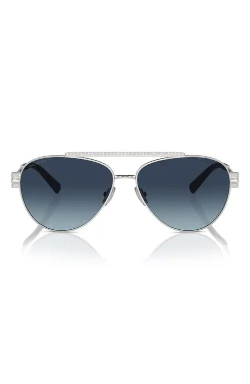 Tiffany & Co. 59mm Polarized Aviator Sunglasses - Silver