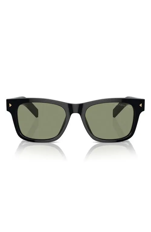 Prada 54mm Polarized Rectangular Sunglasses - Black