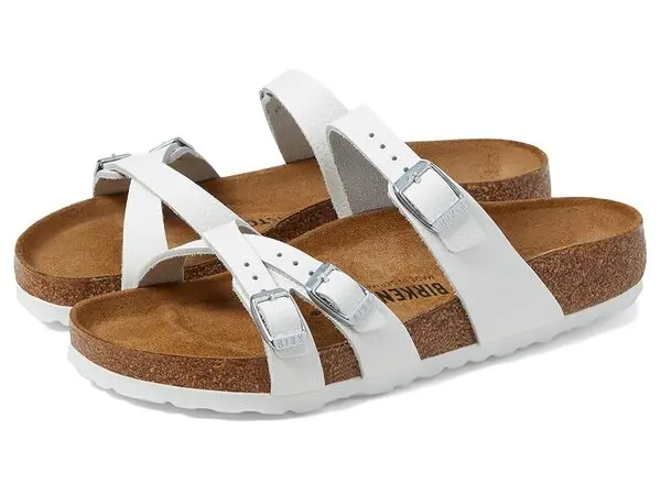 BIRKENSTOCK Franca Leather Strappy Sandals - White