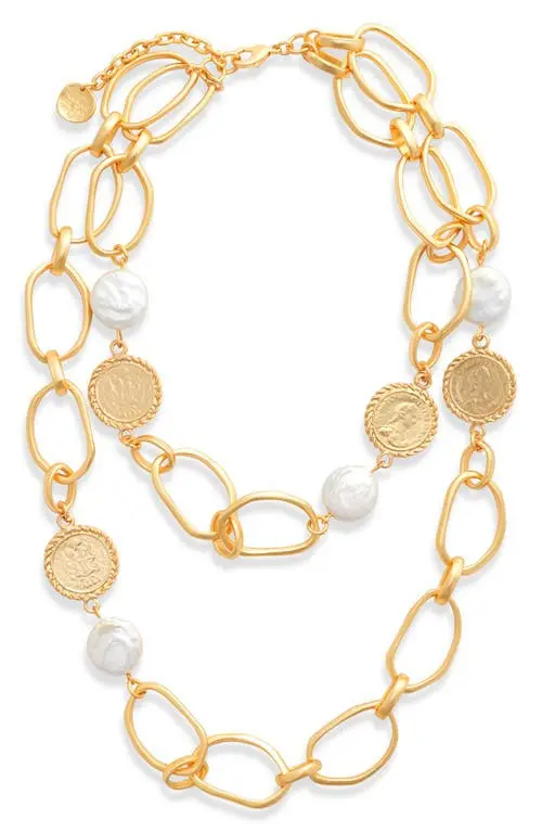 KARINE SULTAN Pearl And Coin Layered Necklace - Gold