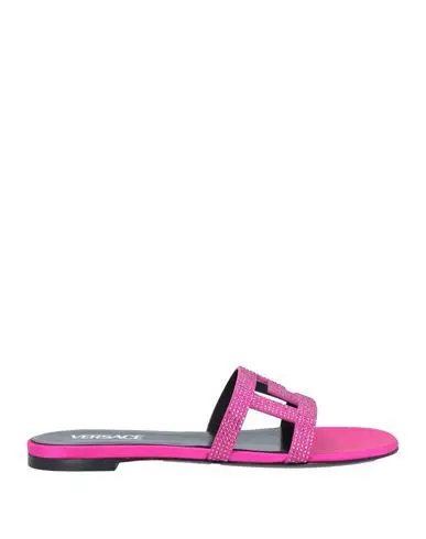 Versace Crystal-embellished Leather Slides - Magenta