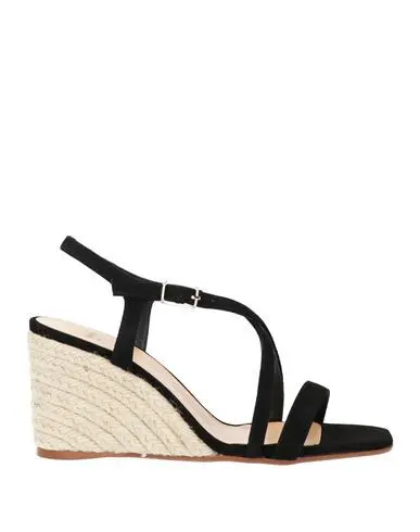 CastaÑer Suede Espadrille Wedge Sandals With Buckle Ankle Strap - Black