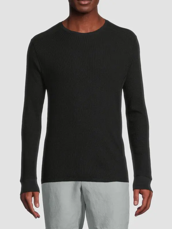 Vince Thermal Crewneck Long-sleeve T-shirt - Black