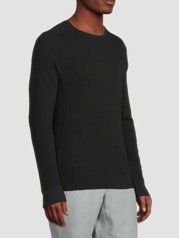 Vince Thermal Crewneck Long-sleeve T-shirt - Black