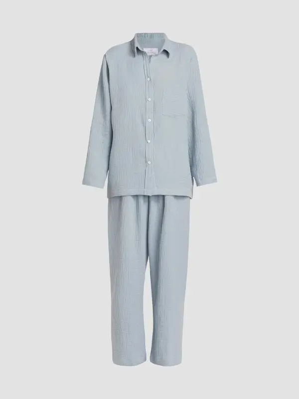Pour Les Femmes Angel Cotton Gauze Long 2-piece Pajama Set - Celestine