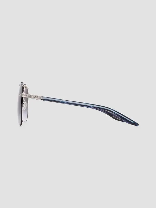 Barton Perreira Daniel 64mm Navigator Sunglasses - Silver Graphite Blue Gradient