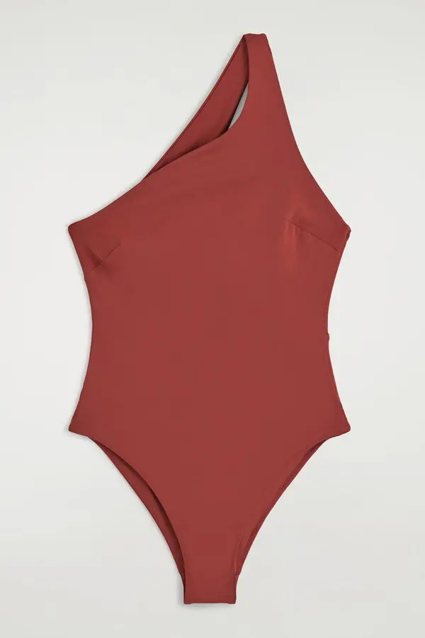 Cos One-shoulder Swimsuit - Red